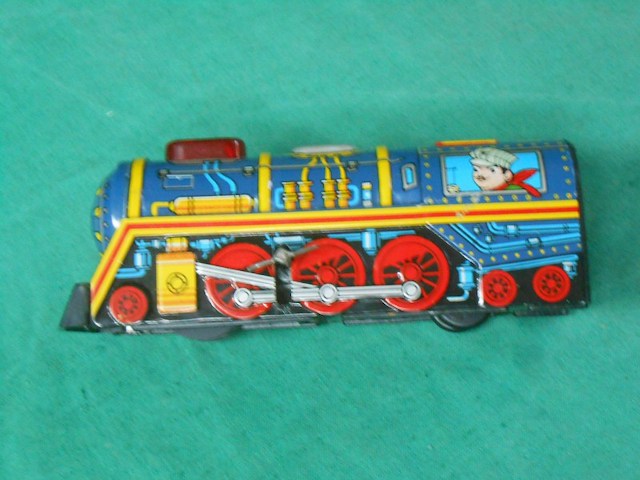 Locomotive.Vintage Clockwork Tin Plate Toy,Yoneya,Japan