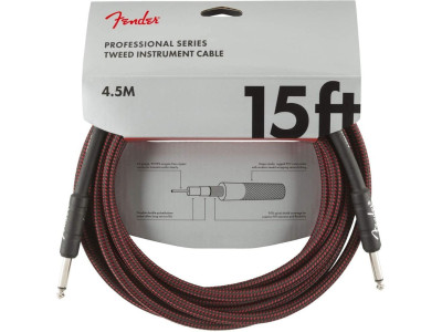 Fender PRIBOR Pro Instrument Cable 15ft Red Tweed