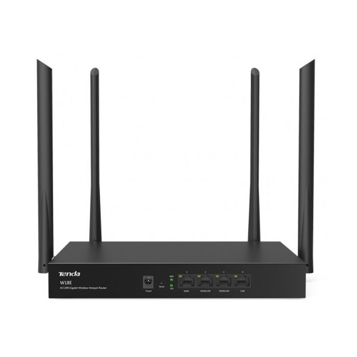 Tenda W18E AC1200 wireless dual band ruter 2.4+5GHz, 1W/3L, Gbit, 128mb, 4x5dBi 12v/1a 50users 300m2