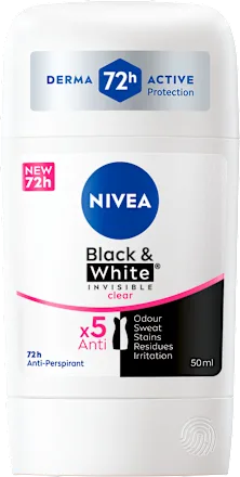 NIVEA
Black&White INVISIBLE clear antiperspirant stik, 50 ml