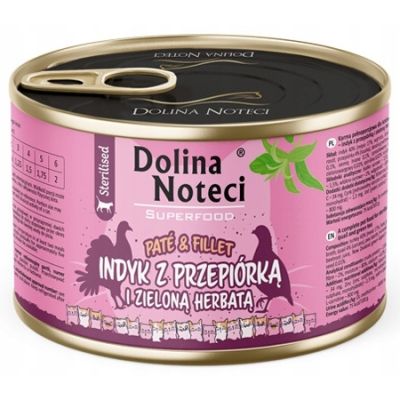 Dolina Noteci Superfood Cat Sterilised Pate & Fillet Ćuretina sa Prepelicom i Zelenim Čajem 185g