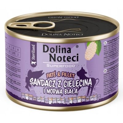 Dolina Noteci Superfood Cat Sterilised Pate & Fillet Smuđ sa Teletinom i Belim Dudom 185g