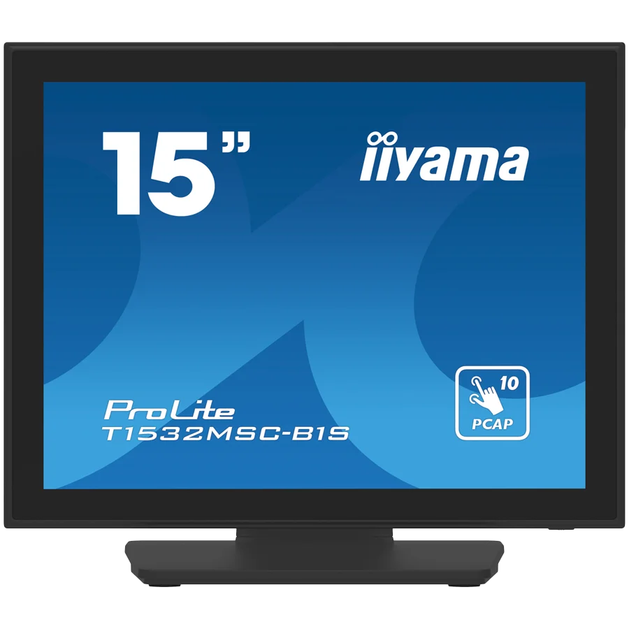 IIYAMA 15" PCAP Bezel Free Front, 10P Touch, 1024×768, Speakers, VGA, DisplayPort, HDMI,330cd/m² (with touch), USB Interface, Built-In Power Adapter, Multitouch with supported OS