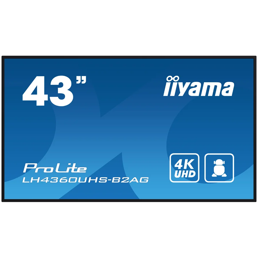 IIYAMA LFD LH4360UHS-B2AG 42.5" VA 3840 x 2160 @60Hz 500 cd/m² 5000:1 8.5ms Android 11 OS, iiSignage², FailOver, EShare landscape, portrait 3y