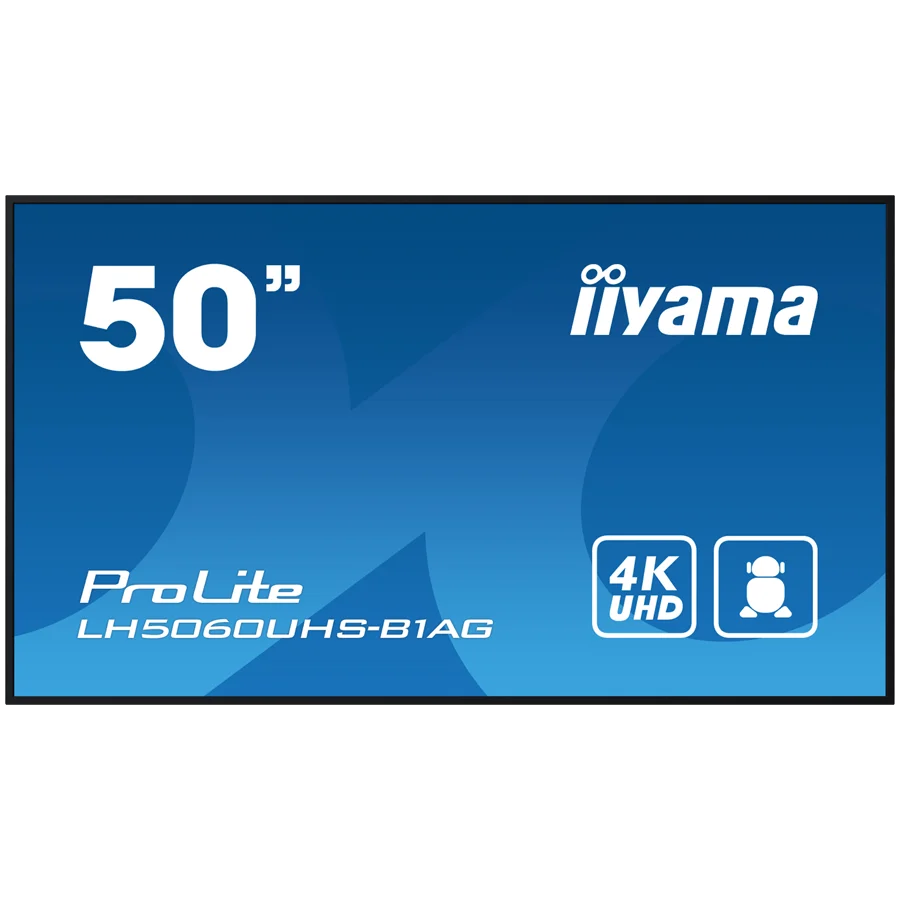 IIYAMA LFD LH5060UHS-B1AG 50" 4K UHD professional digital signage 3840×2160 16:9 500 cd/m² 1200:1 8ms Android 11 OS, iiSignage², FailOver, EShare landscape, portrait