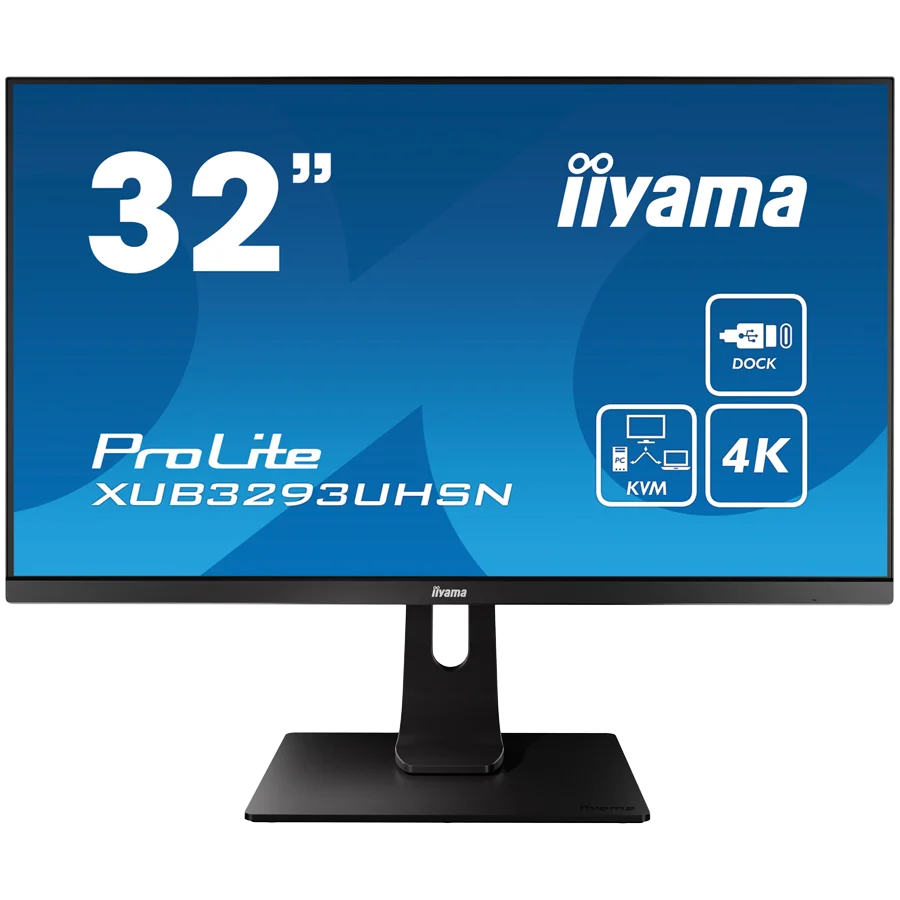IIYAMA Prolite XUB3293UHSN-B5 Business Monitor – 80 cm (31.5''), 4K UHD (3840×2160), IPS LED, 60Hz, 4ms, 350 cd/m², matte / black