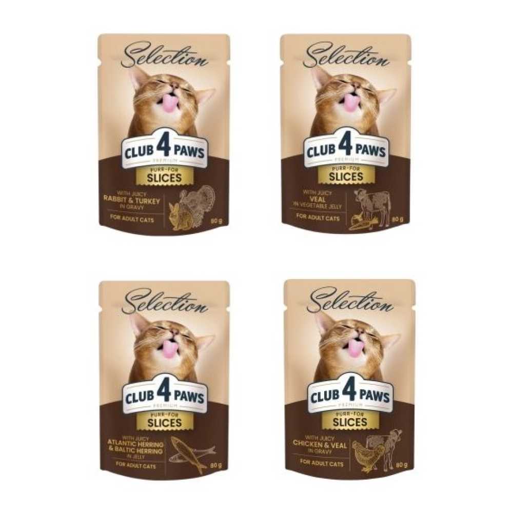Club4Paws Selection sos za mačke Cat - Komadići zečetine i ćuretine 80g