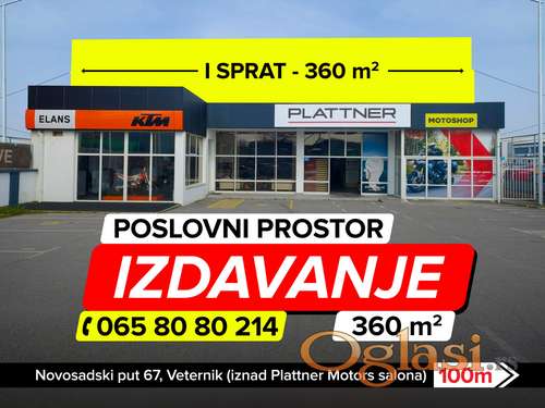 Poslovni prostor, Novi Sad (Veternik), glavni put, ceo sprat, terasa, opcija do 15 parkinga, bez posrednika, može i veća kvadratura, 5€/m2