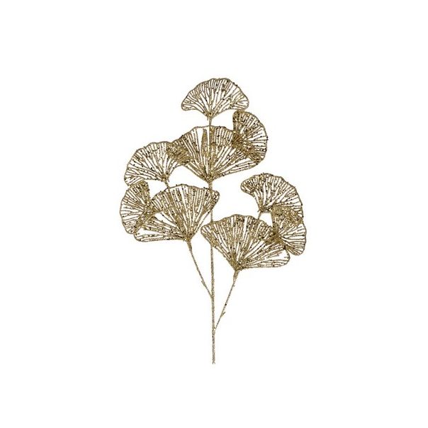 DEKOR DOM Novogodišnji dekorativni cvet 70x25cm Glitter Gingko leaf 515426, zlatna