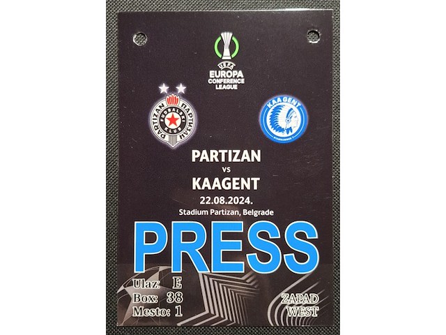 Partizan - Gent 22.08.2024. Akreditacija #2