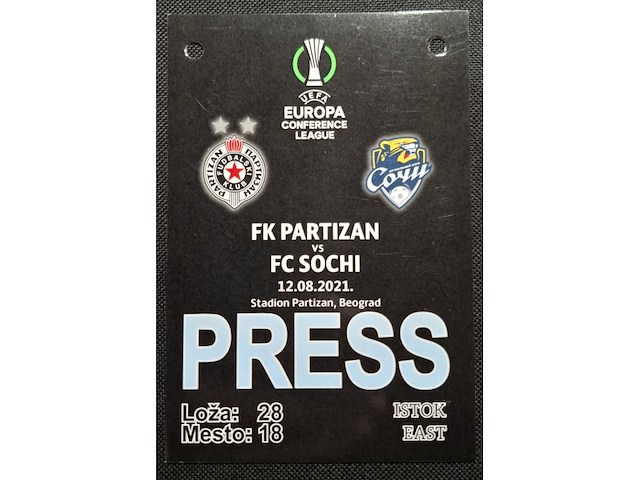 Partizan - Sochi (Soci) 12.08.2021. Akreditacija