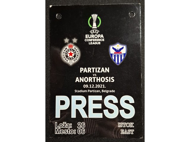 Partizan - Anorthosis 09.12.2021. Akreditacija