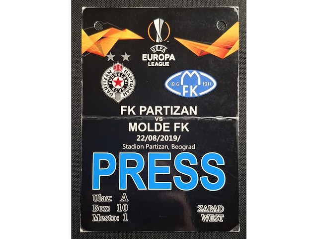 Partizan - Molde 22.08.2019. Akreditacija
