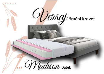 Versaj Bračni Krevet 216X164X108 cm - Sivi + Madison Dušek za Bračni krevet 153x205 cmID: EK000778574