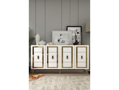 HANAH HOME Komoda Orion White Gold