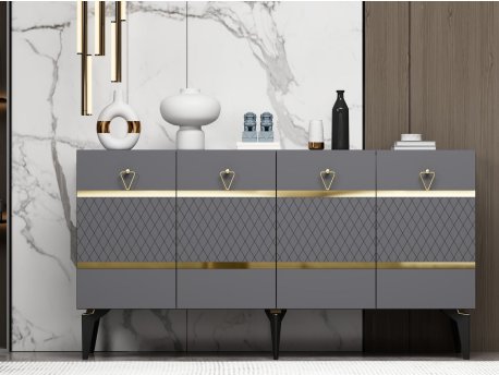 HANAH HOME Komoda Pelin Anthracite Gold