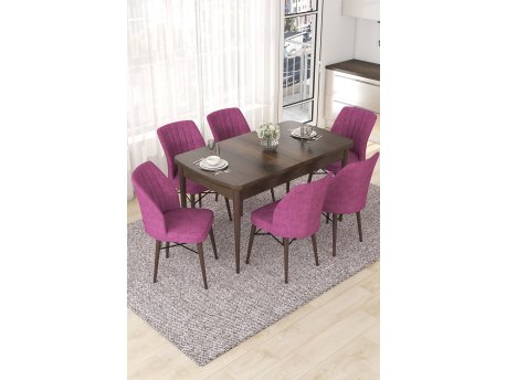 HANAH HOME Set Trpezarijski sto i 6 stolica Nef Baroque Purple