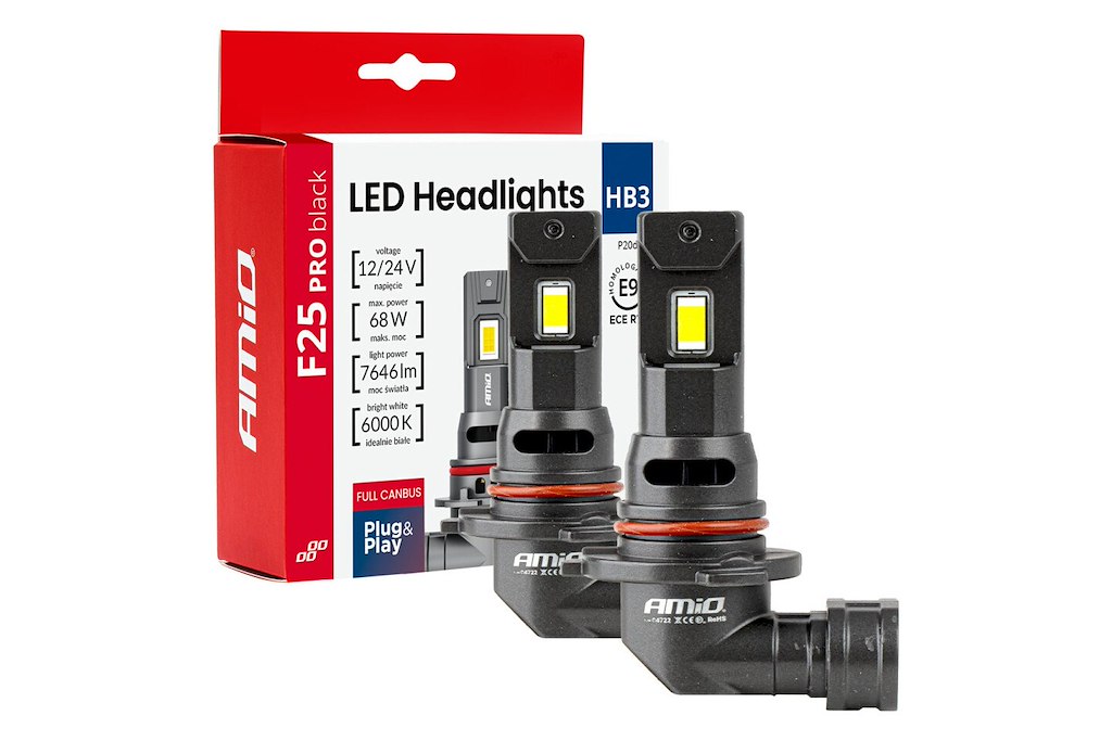 LED auto sijalice serije F25 PRO crne FULL CANBUS HB3 68W 12V 24V AMIO-04722    Full CANBUS