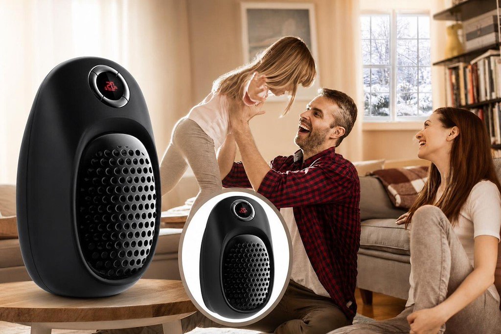 Prenosni električni mini grejač PortHeat, 400/500V, 15-35°C, LED displej    Odmah toplo