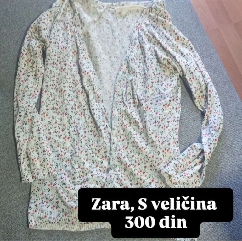 Zara kardigan na kopčanje, veličina S. Svetla podloga sa sitnim