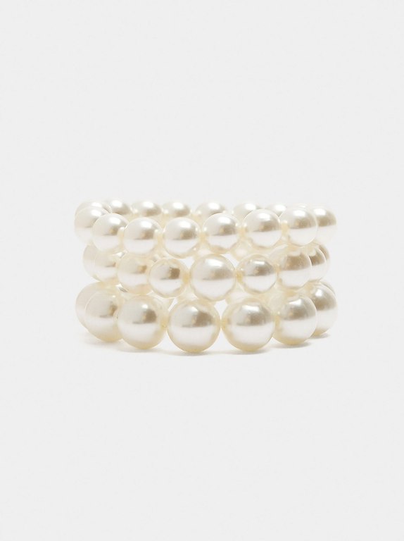 SET OF ELASTIC BRACELETS WITH PEARLS