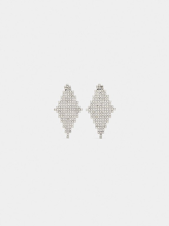 DIAMOND-SHAPED EARRINGS WITH CRYSTALS