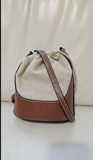 Kanvas koža crossbody bucket torbica