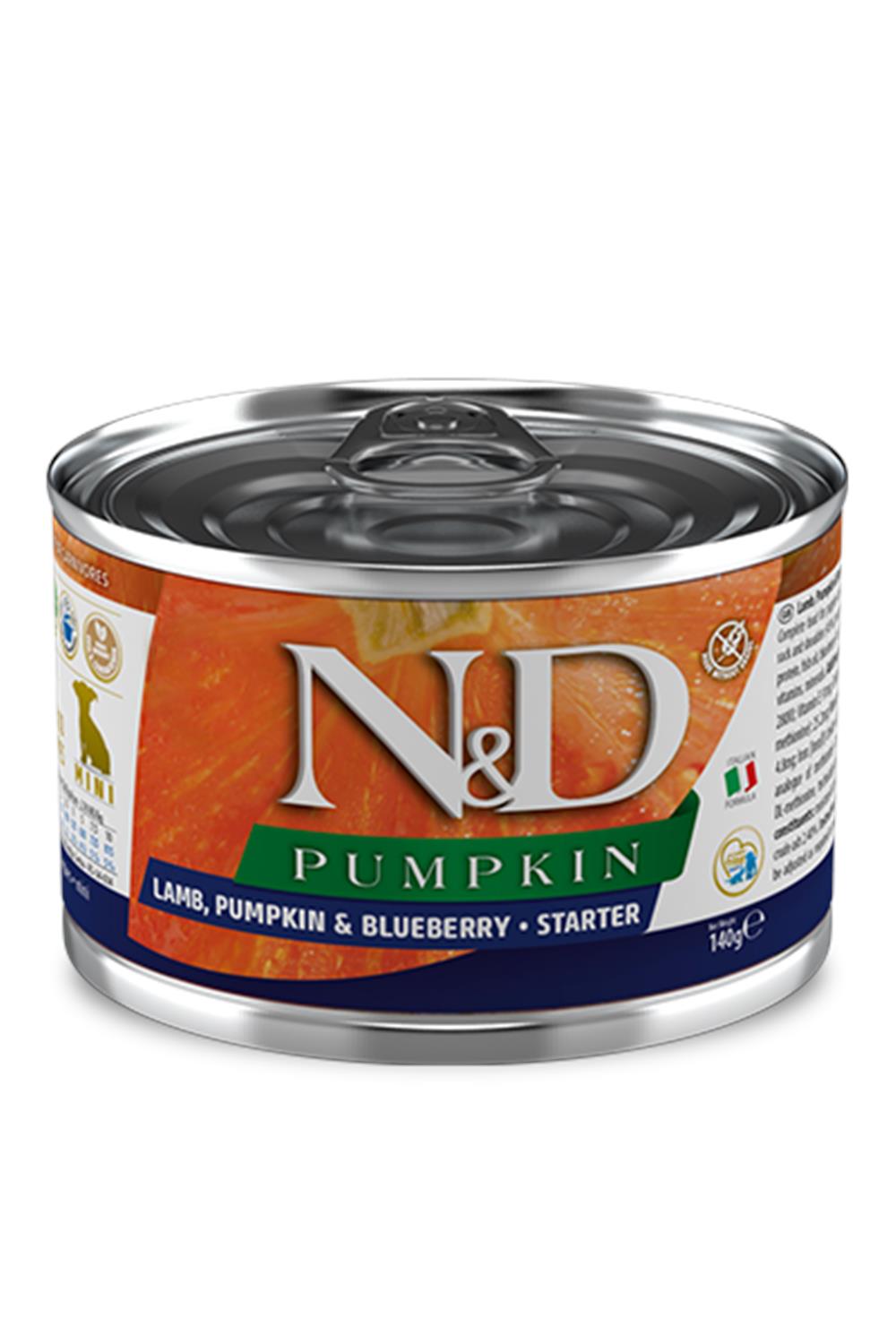 N&D CAN DOG PM MINI LAMB&PUMPKIN&BLUEBERRY STARTER 140G