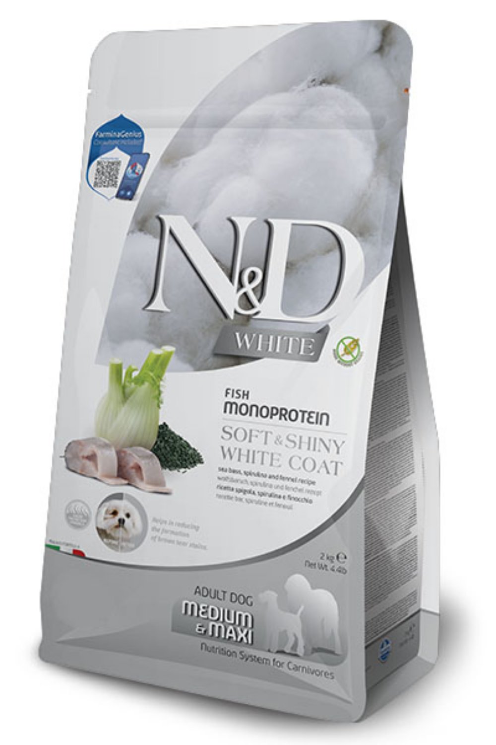 N&D White Dog sea bass, spirulina & fenel Medium&Maxi 7kg