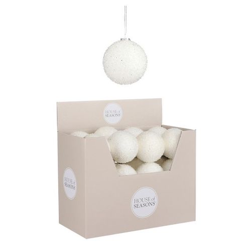 Novogodišnja dekoracija - HANGING BALL 8cm 1101086 - White - EDL
