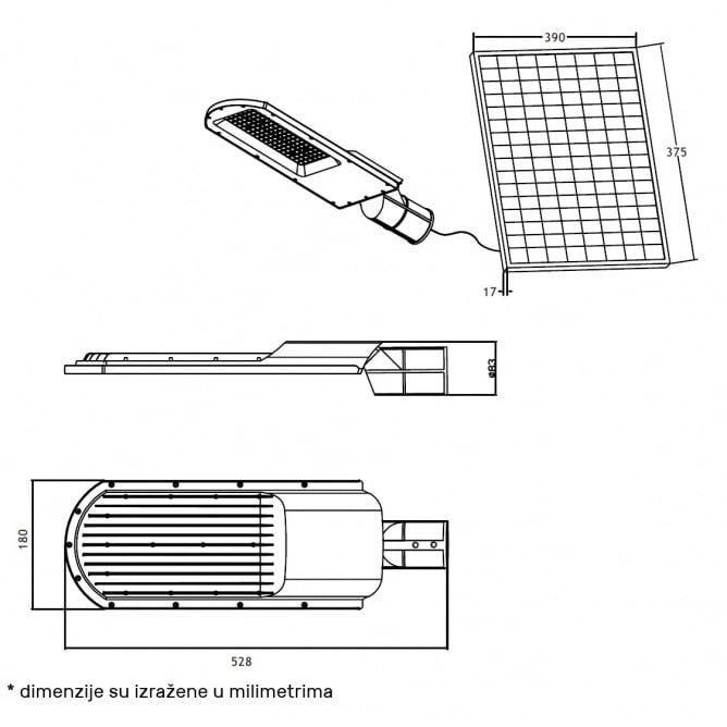 SOLARNA LED ULICNA SVETILJKA GN-SSL316-240W 4000K 3000lm IP66