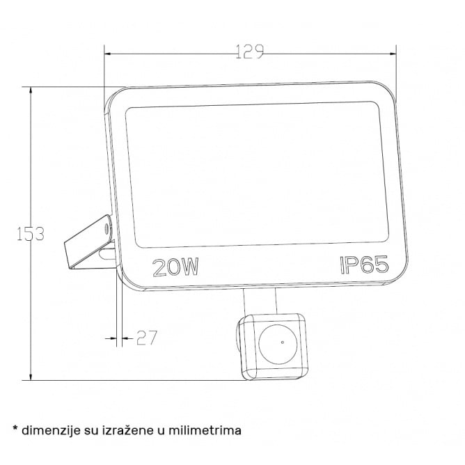 DAWN LED REFLEKTOR SENZOR GN-FL913S-20W CCT 1600lm 110° IP66