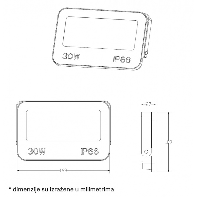 DAWN LED REFLEKTOR GN-FL913-30W CCT 3000lm 110° IP66