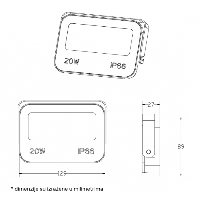 DAWN LED REFLEKTOR GN-FL913-20W CCT 1600lm 110° IP66