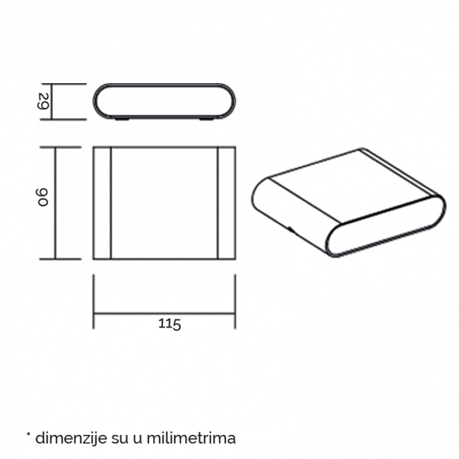 LED SVETILJKA JM-075 (NEW) ZIDNA 6W 3000K IP65 CRNA