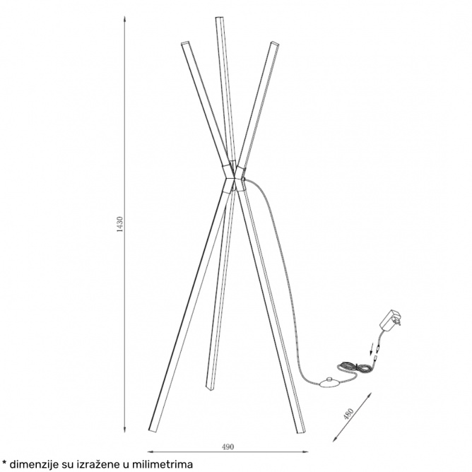 SOLEA 25 PODNA LAMPA 48W 3000K CRNA/DRVO DIM