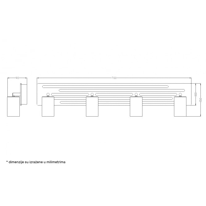 TALIA 69 SPOT SVETILJKA 4*GU10 CRNA/DRVO