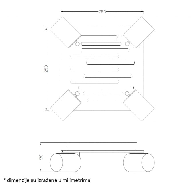 TALIA 68 SPOT SVETILJKA 4*GU10 CRNA/DRVO