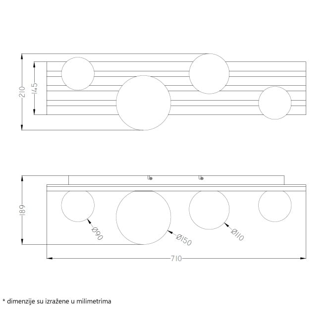 TALIA 63 PLAFONSKA SVETILJKA 4*G9 DRVO