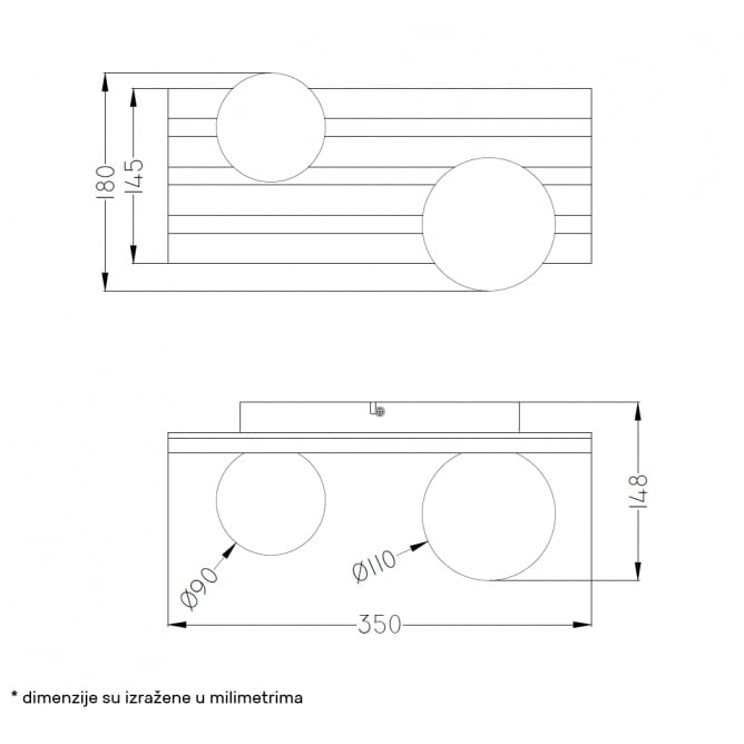 TALIA 60 PLAFONSKA SVETILJKA 2*G9 DRVO
