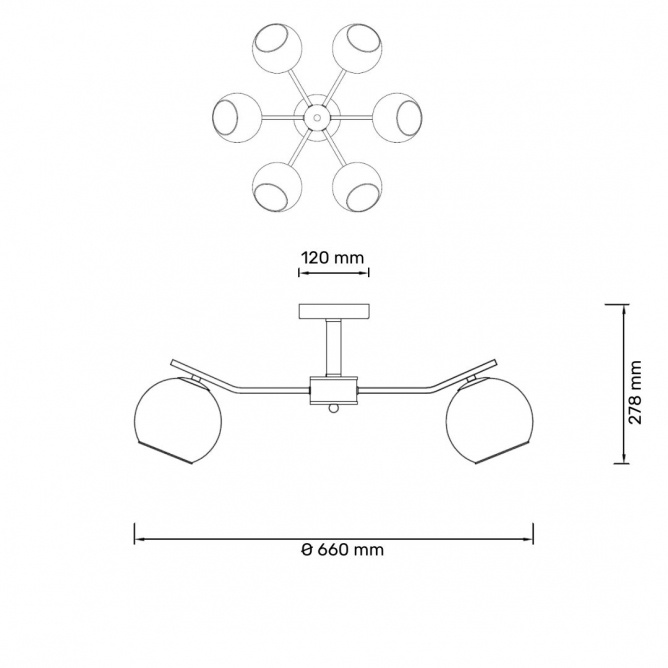 TALIA 31 LUSTER 6*E14 CRNA/BAKAR