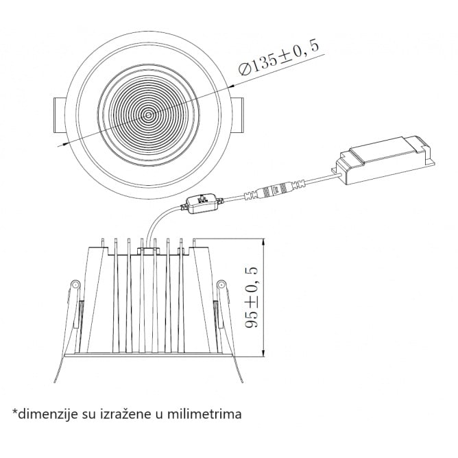LED SVETILJKA CPS-Y4A15-D23 3000/4000/5000K 15W IP65 BELA
