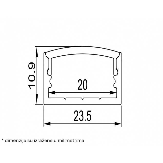 LED PROFIL LL-ALP014 KOMPLET SIVI
