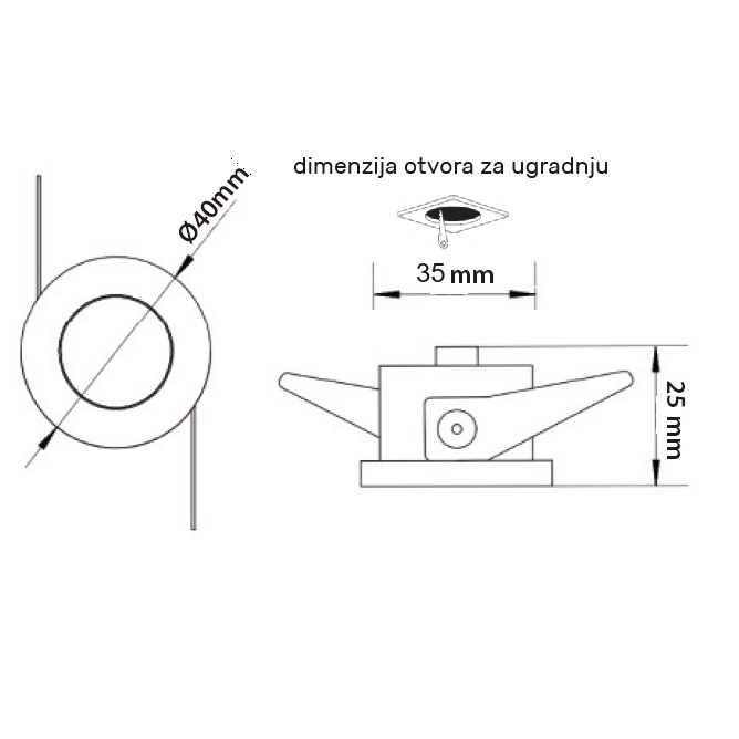 LED ROZETNA L1030-3 OKRUGLA 3W 4000K CRNA