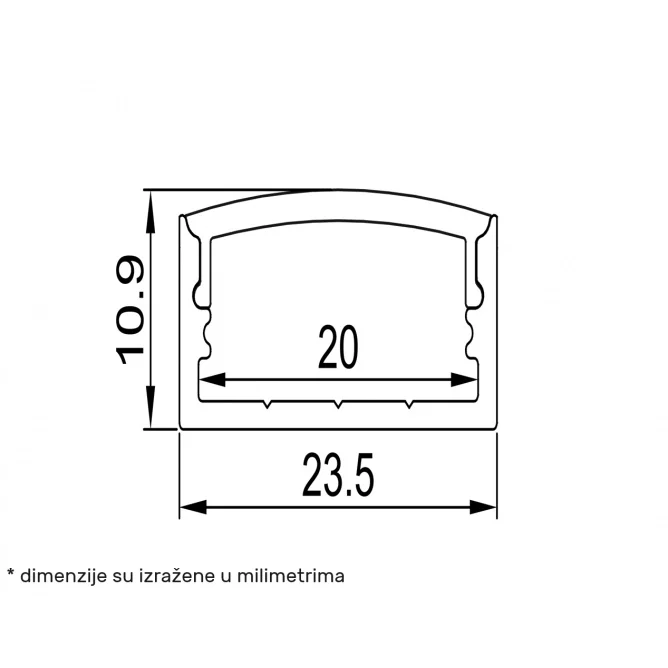 LED PROFIL LL-ALP014 KOMPLET CRNI