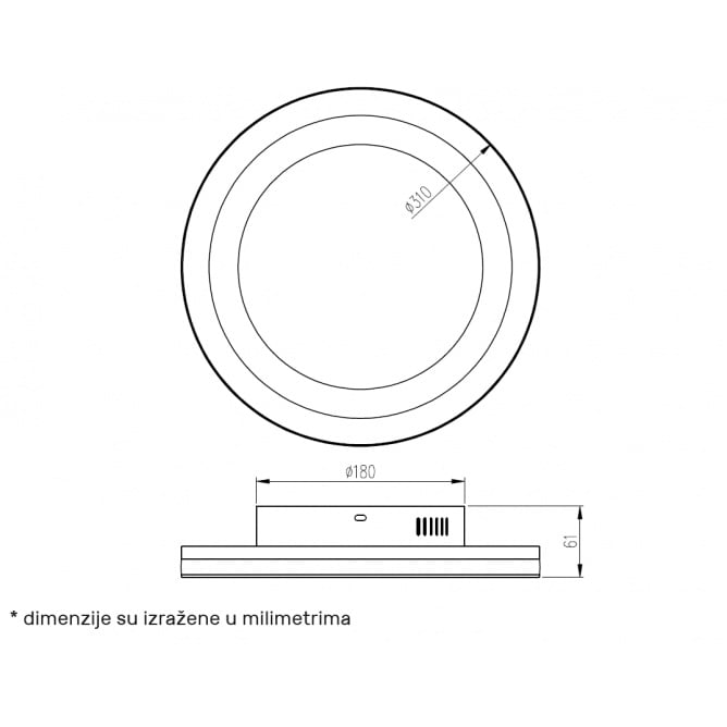 LUNA 324 PLAFONSKA SVETILJKA 31W 3000/4000/5700K SIVA