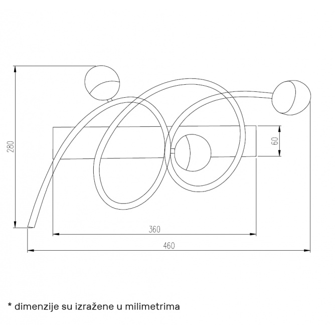 LUNA 323 ZIDNA LAMPA 11W 3000K CRNA