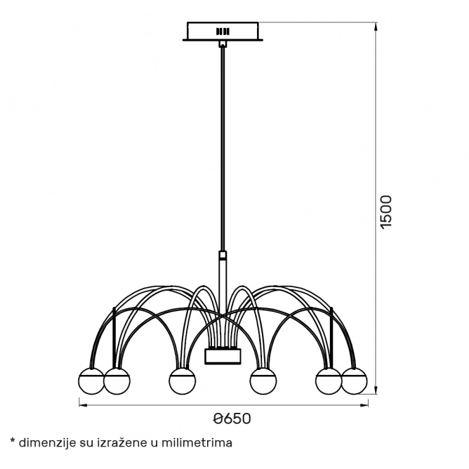LUNA 319 LUSTER 37W 3000K CRNI