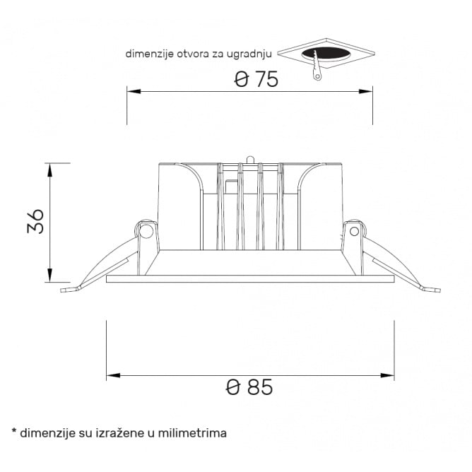LED SVETILJKA HSM-DL00812 3000/4000/6000K 8W IP20 CRNA