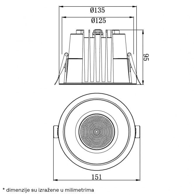 LED SVETILJKA CPS-Y4A12-D23 3000/4000/5000K 12W IP40/IP65